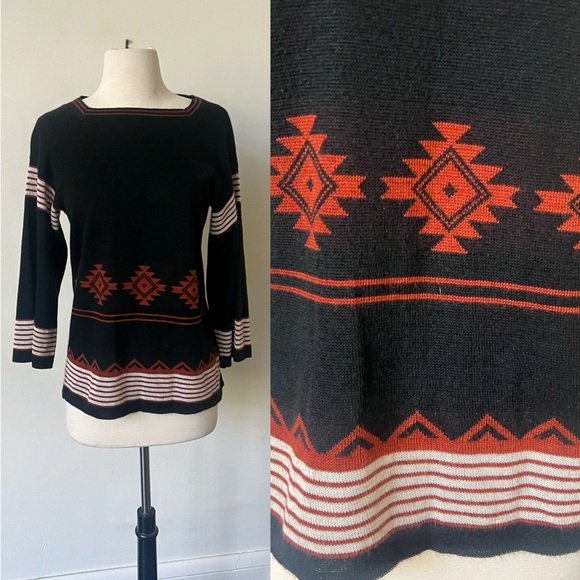 American Vintage | Sweaters | Vintage Black Bell Sleeve Boho Sweater ...